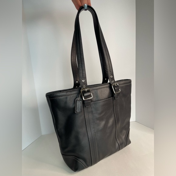 Coach | Bags | Coach Vintage Leather Black Hampton Tote Bag Shoulder ...